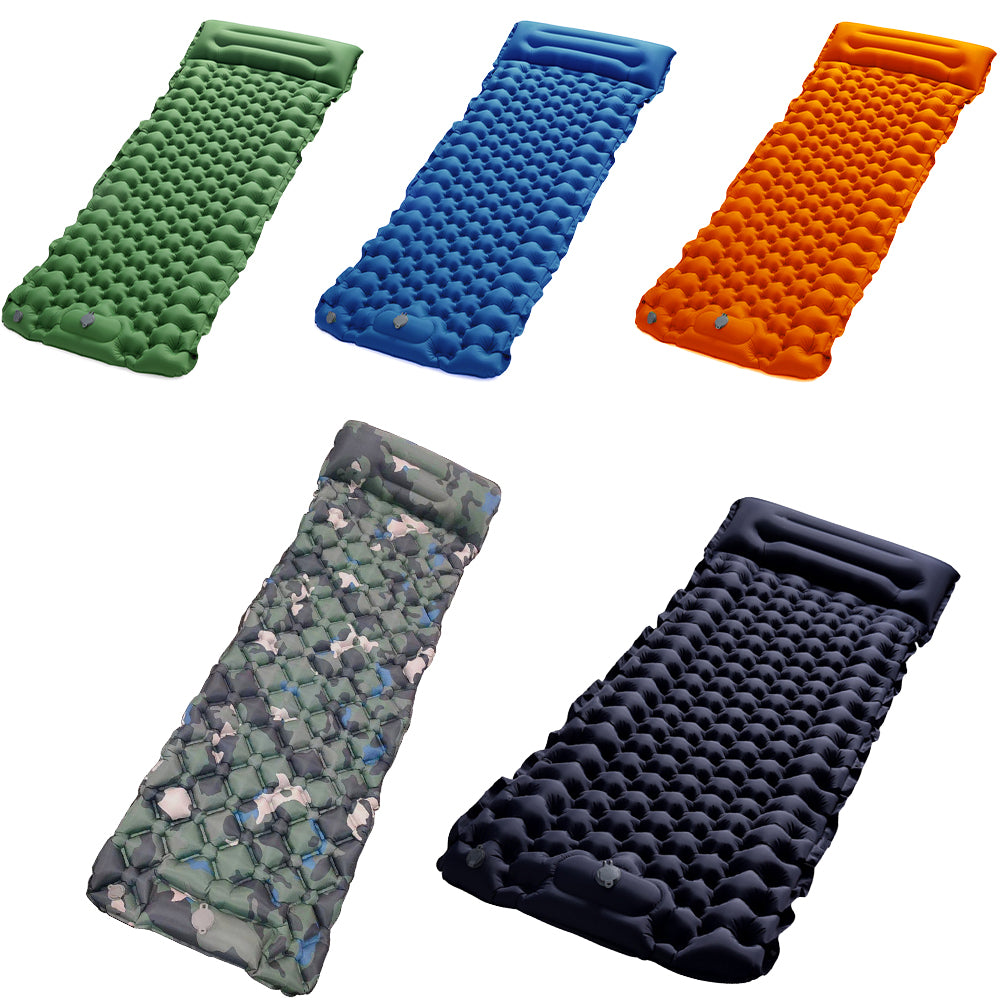 190cm Foot Press Inflatable Lightweight Pad with Air Pillow Campin Sle ...